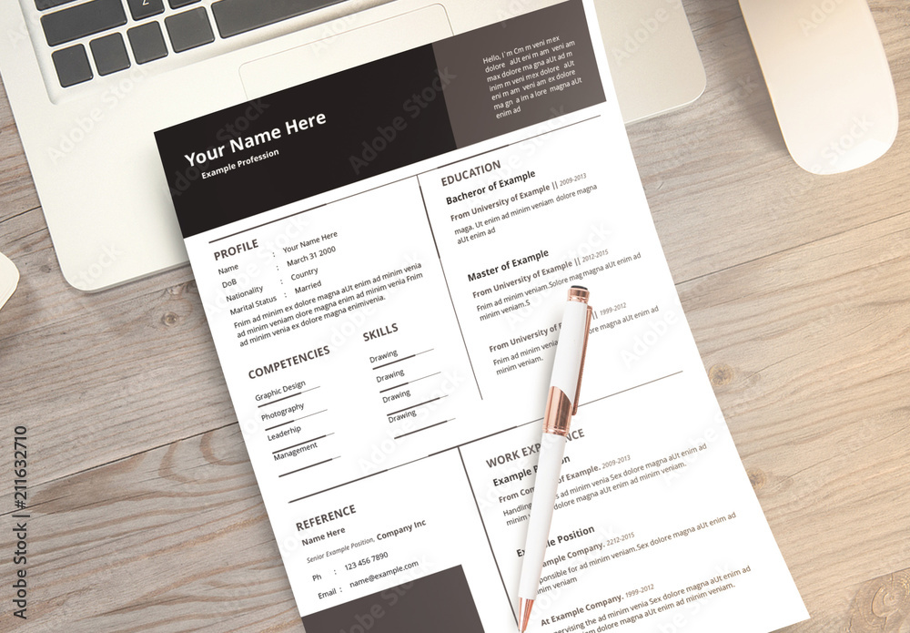 Resume Layout Set with Dark Grey Accents Stock Template | Adobe Stock