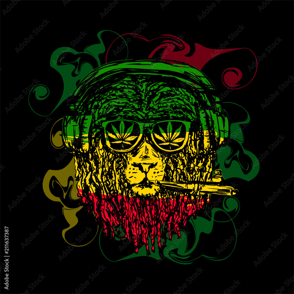 rasta lion vector Stock Vector | Adobe Stock