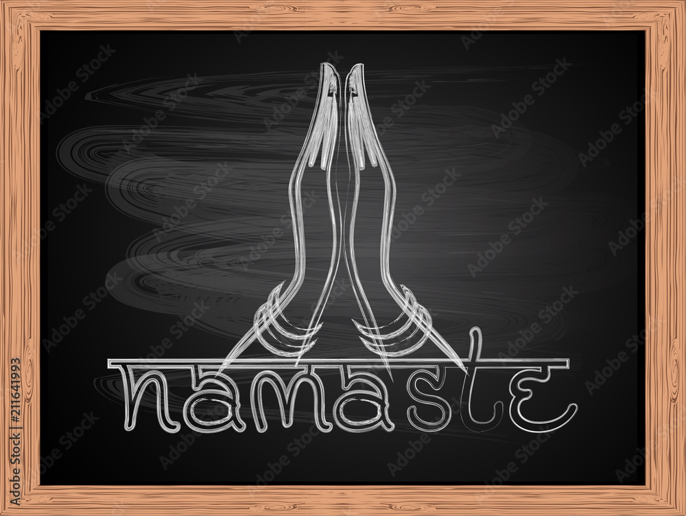 White chalk drawing of praying hands on school blackboard flat design ...