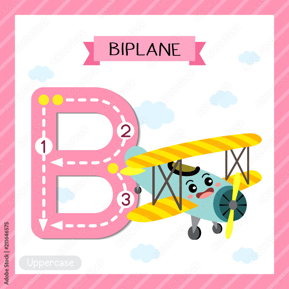 Letter B uppercase cute children colorful transportations ABC alphabet ...