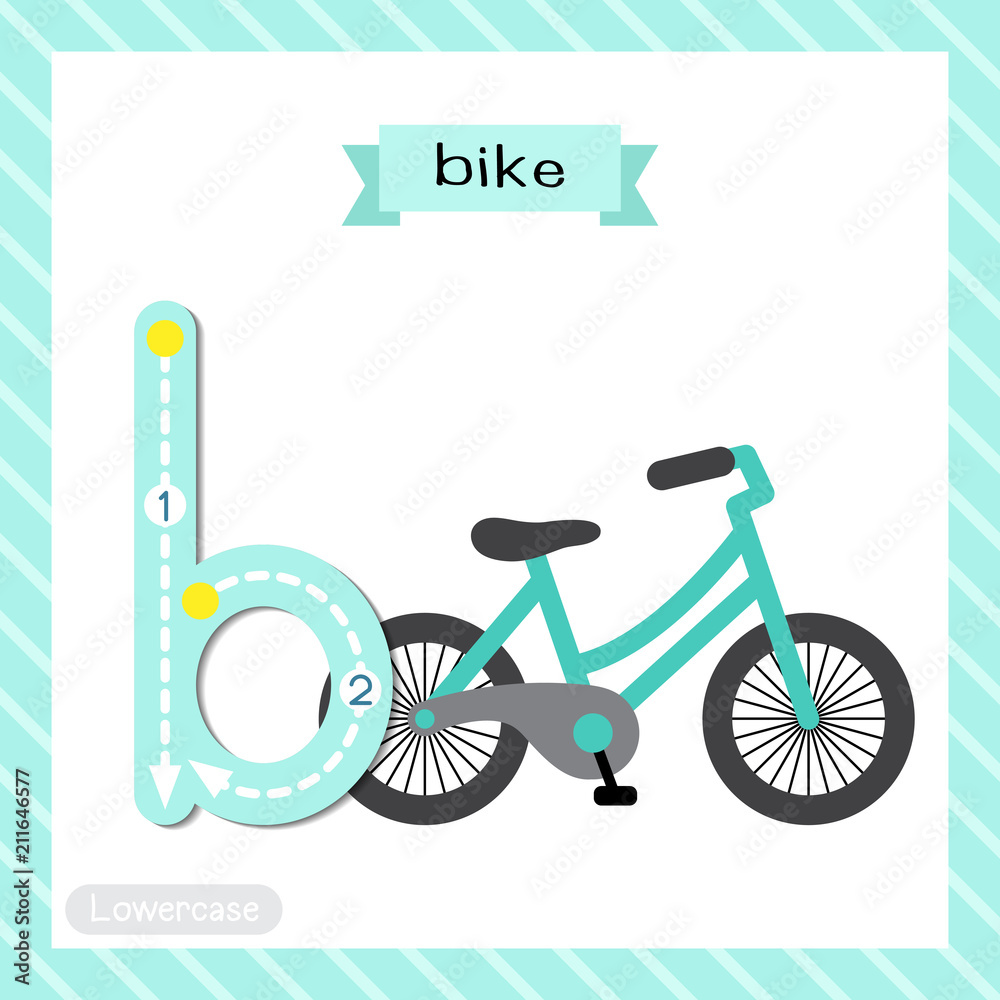 Letter B lowercase cute children colorful transportations ABC alphabet ...