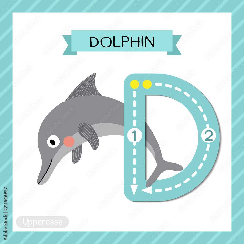 Letter D uppercase cute children colorful zoo and animals ABC alphabet ...