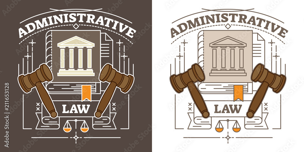 Vector administrative law illustration. Brown and white visualization ...