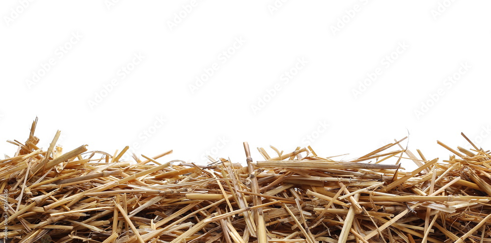 Straw pile isolated on white background and texture, clipping path ...