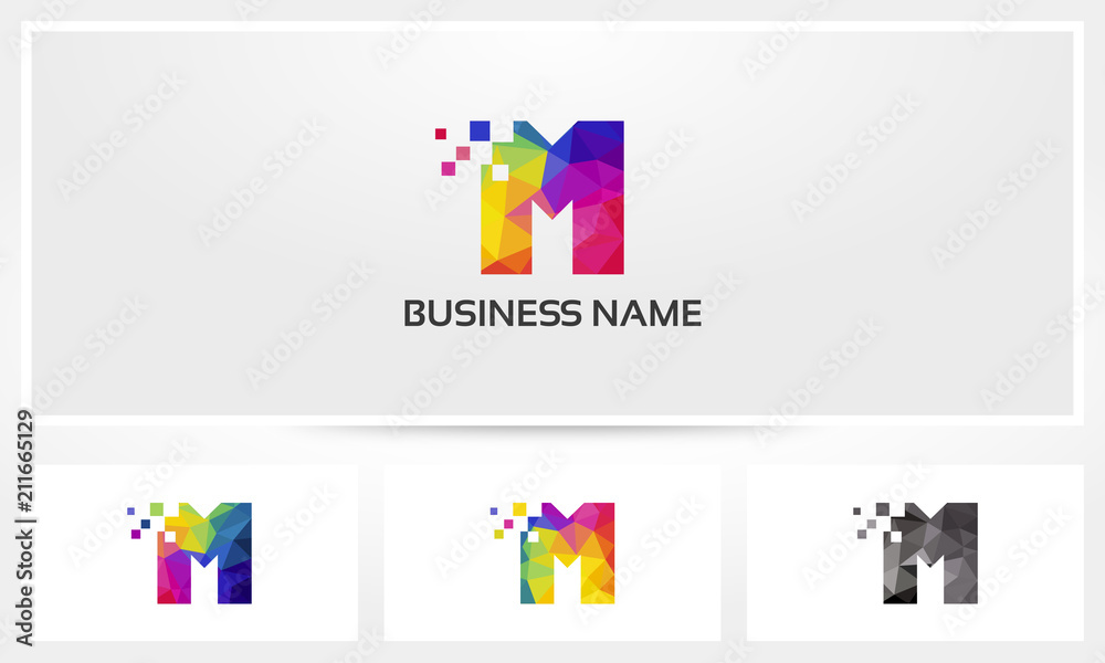 Colorful Letter M Pixel Eroded Stock Vector | Adobe Stock