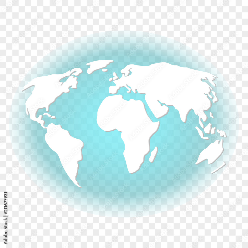 Abstract image of the earth with white continents with transparent ...