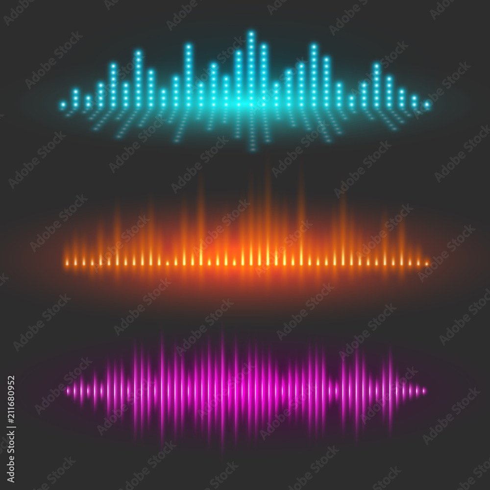 Sound wave graphical depiction, abstract waveforms or digital equalizer ...