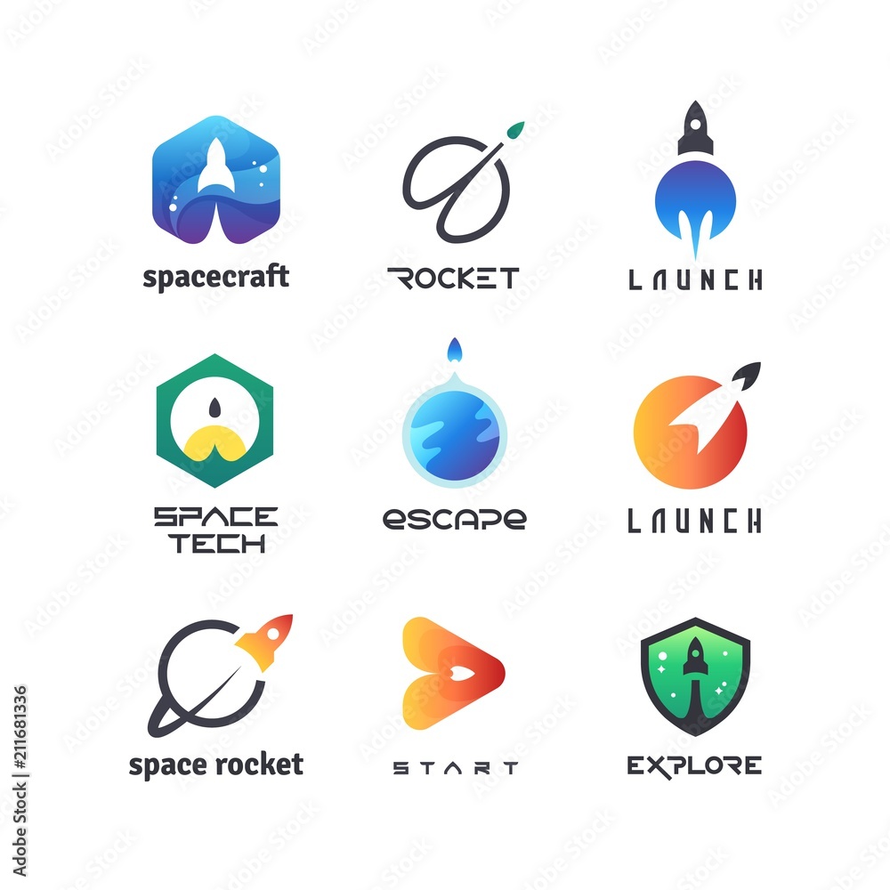 Space rockets, shuttles launch, spaceship, aviation and futuristic ...