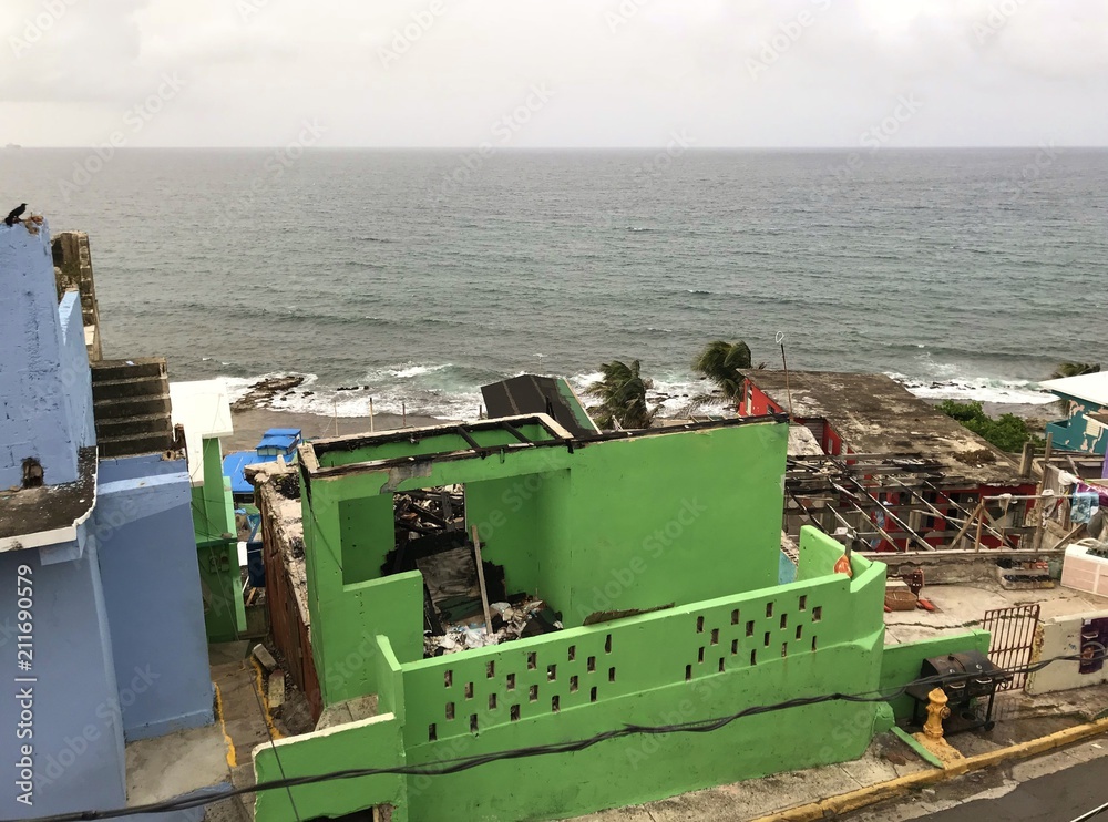 Devastation From Natural Disaster; Walls Torn Off Buildings; Earthquake ...