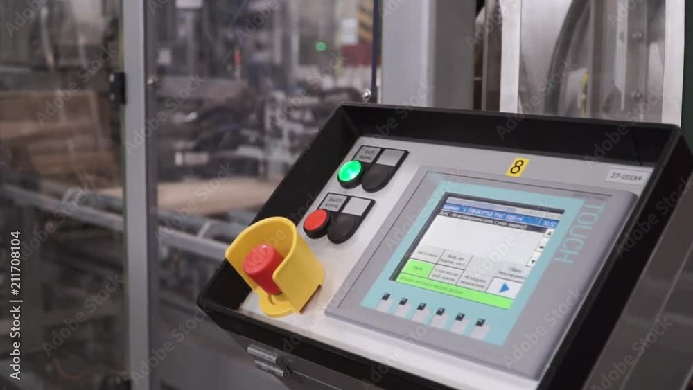 Technical display on control panel with electric devices. Clip ...