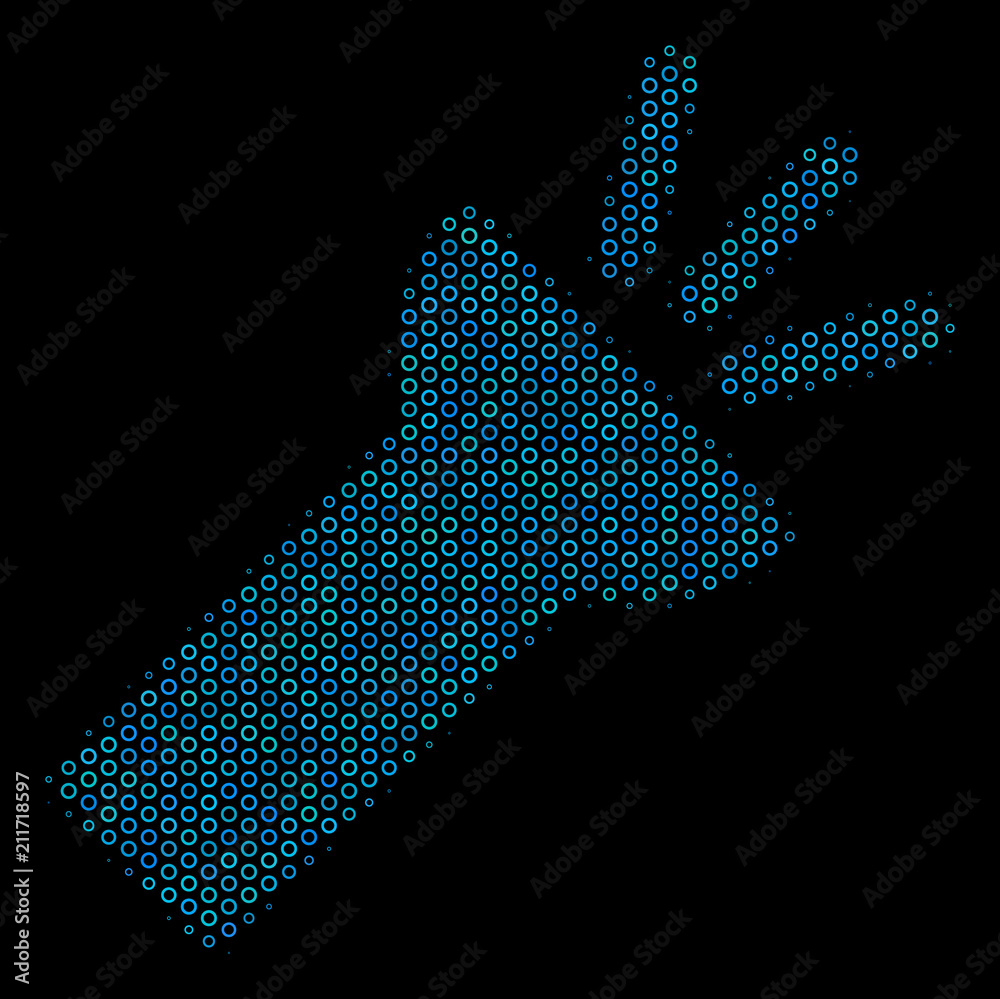Halftone Electric torch light composition icon of spheric bubbles in ...
