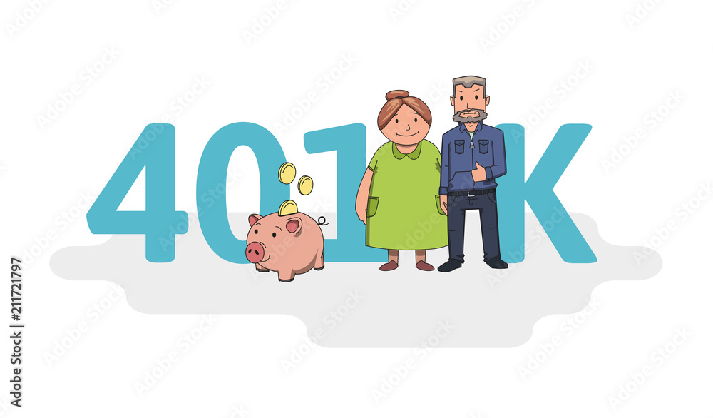 401K pension account, retirement. Acronym with characters, letters and ...