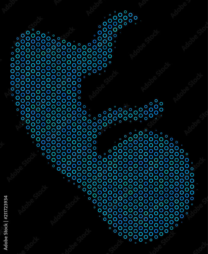 Halftone Human embryo mosaic icon of spheric bubbles in blue color hues ...