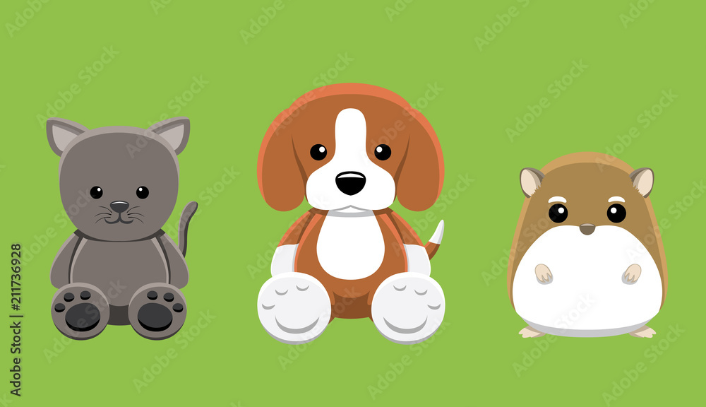 Dog Cat Hamster Pet Doll Cartoon Vector Illustration Stock Vector ...