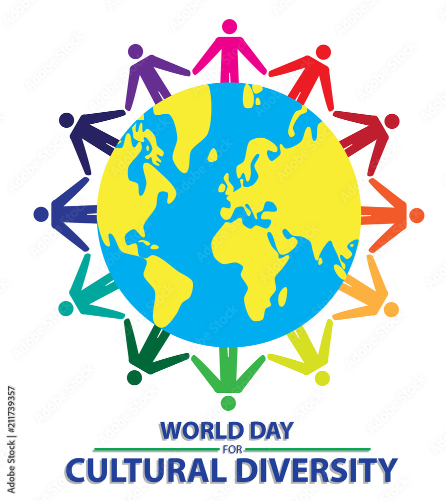 world day for cultural diversity with colorful people hand to hand ...