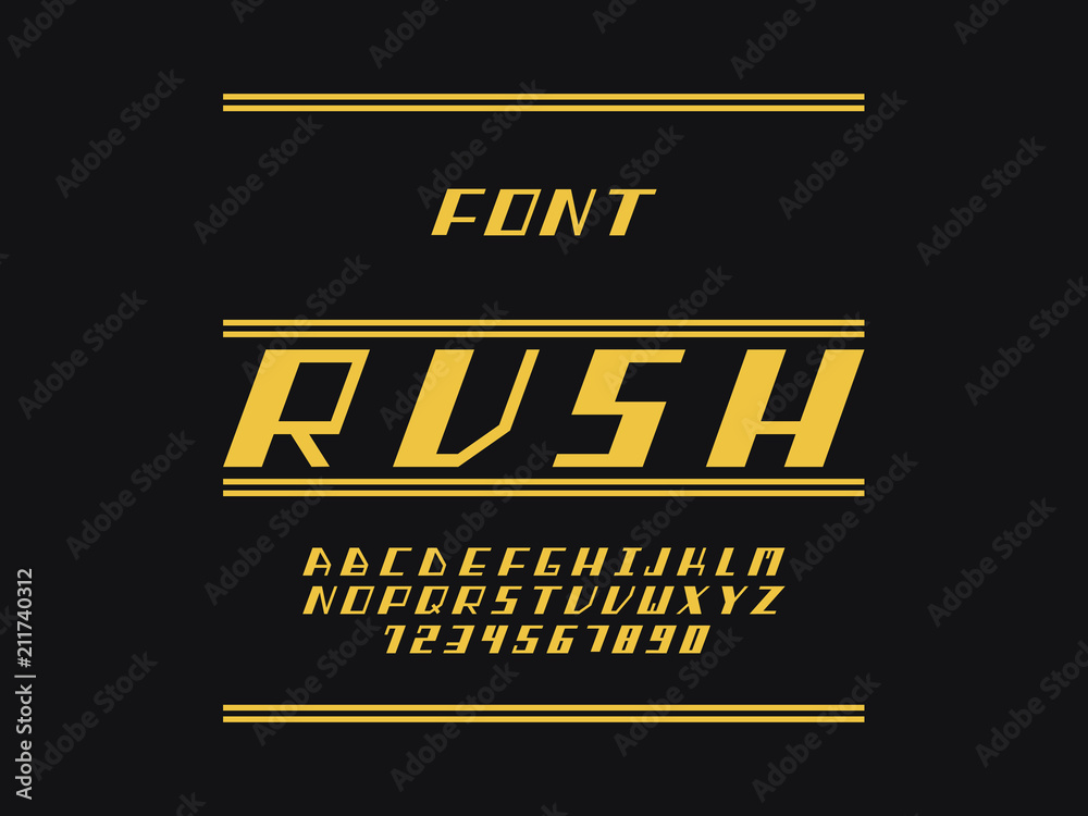 Rush font. Vector alphabet Stock Vector | Adobe Stock