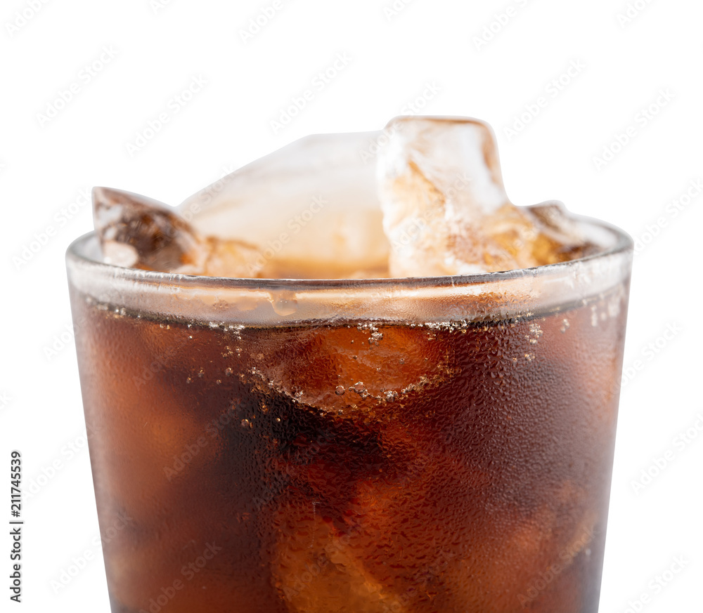 Pouring Coca Cola into glass Isolated white background Stock Photo ...