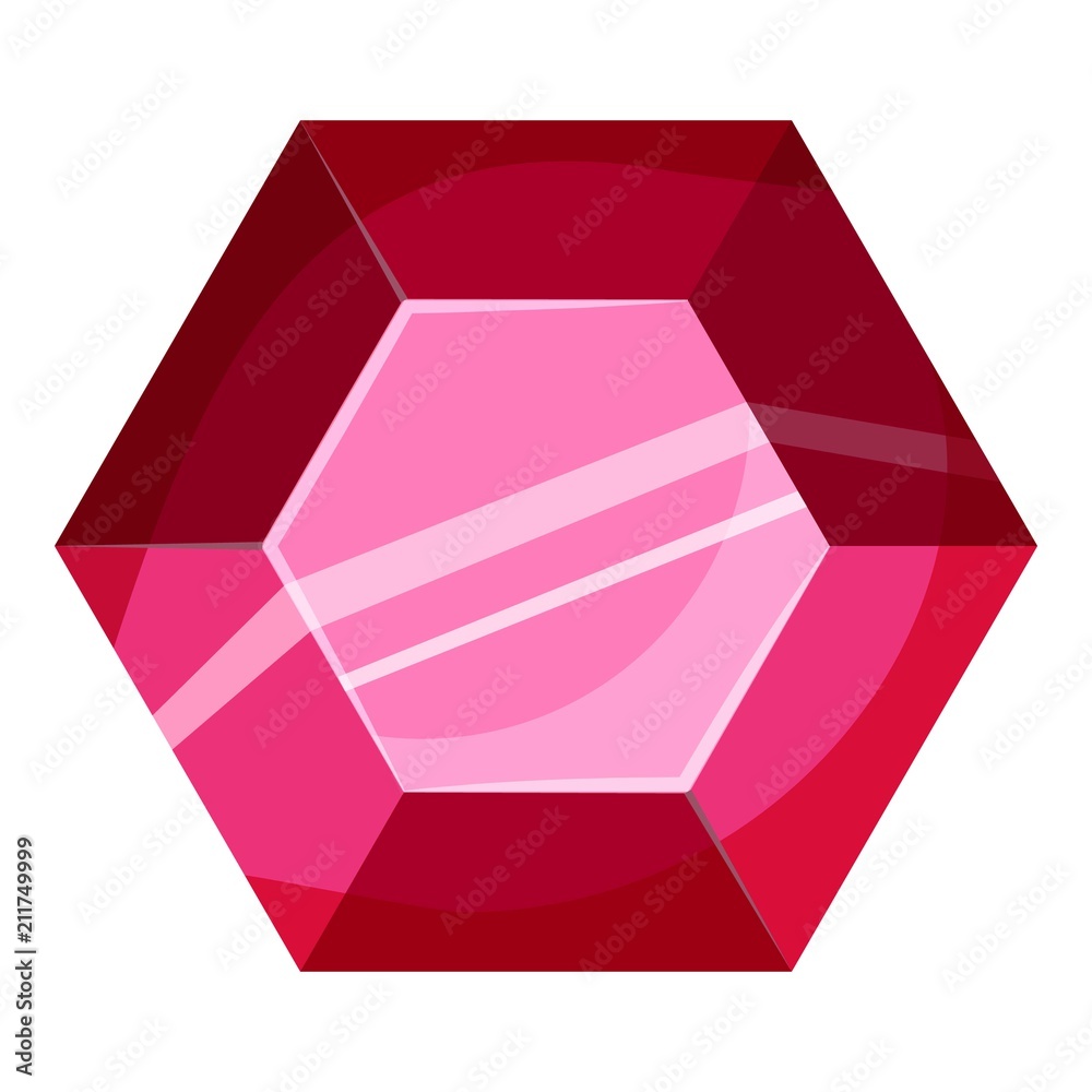 Hexagonal ruby icon. Cartoon illustration of hexagonal ruby vector icon ...