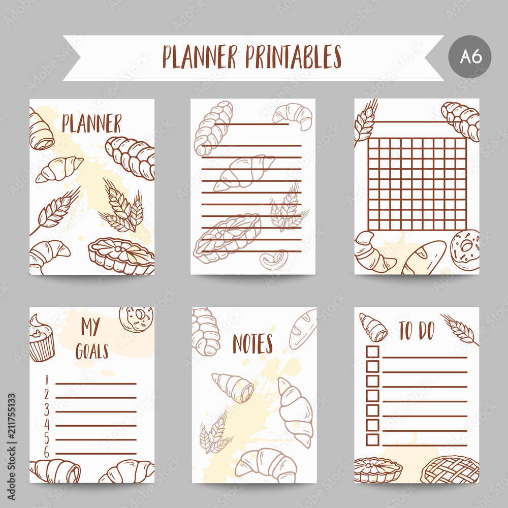 Vintage notes with sketch bakery, pastries, sweets, desserts, cake ...