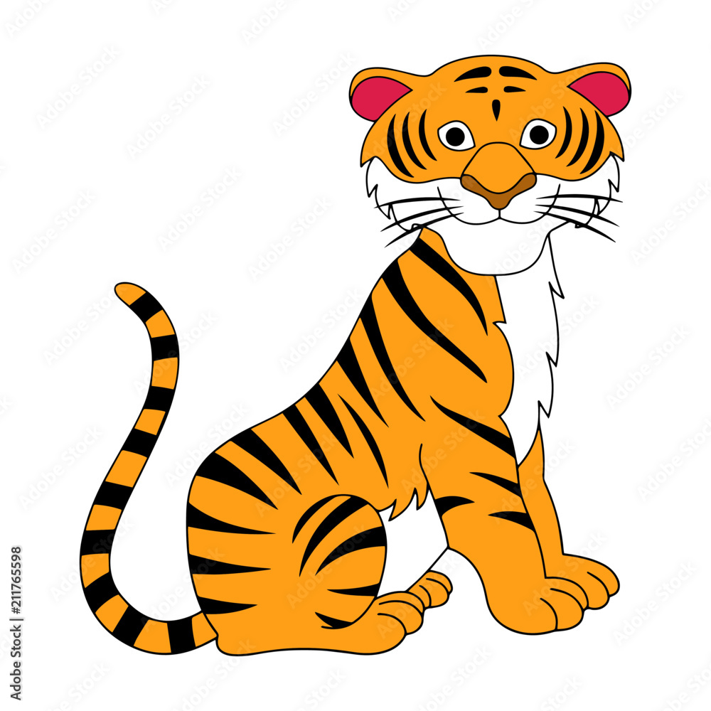 Tiger cartoon illustration isolated on white background for children ...