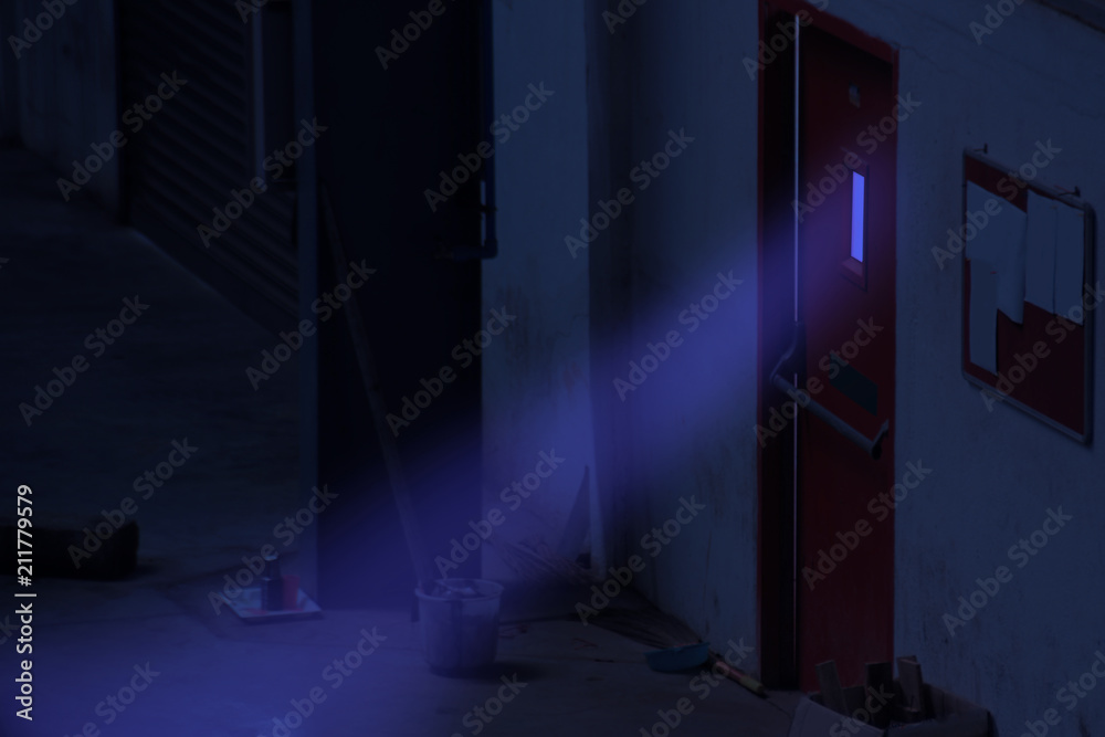 Moonlight through the door window, interior factory Stock Photo | Adobe ...