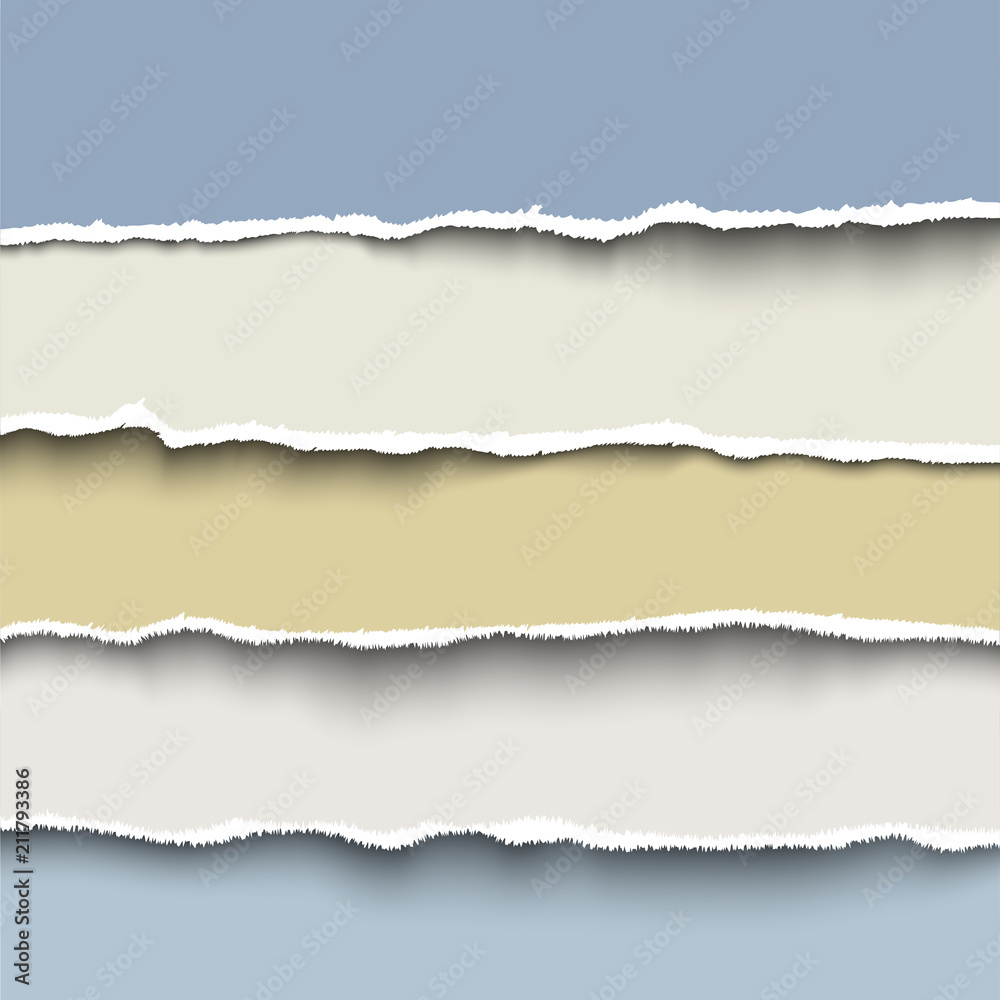 Torn paper set, realistic vector template for banner and print Stock ...