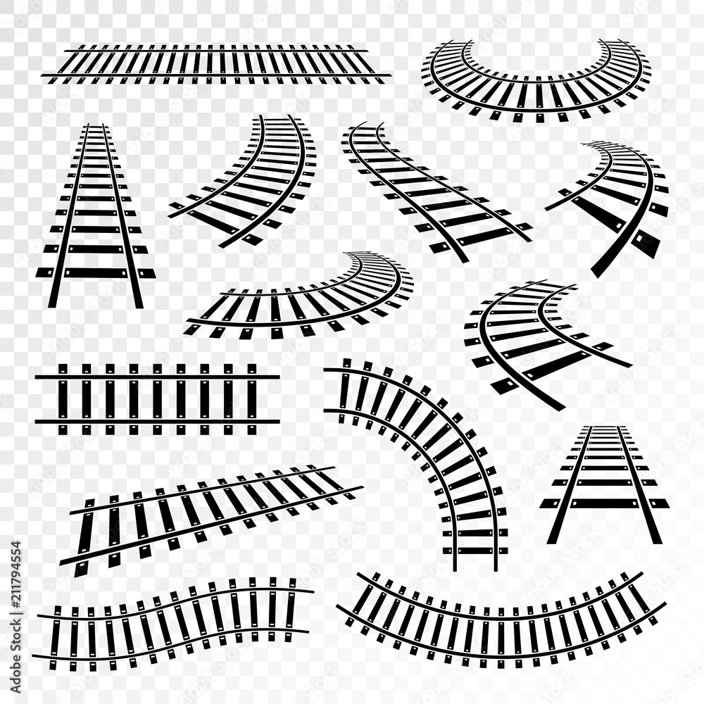 Straight and curved rails icon set Stock Vector | Adobe Stock