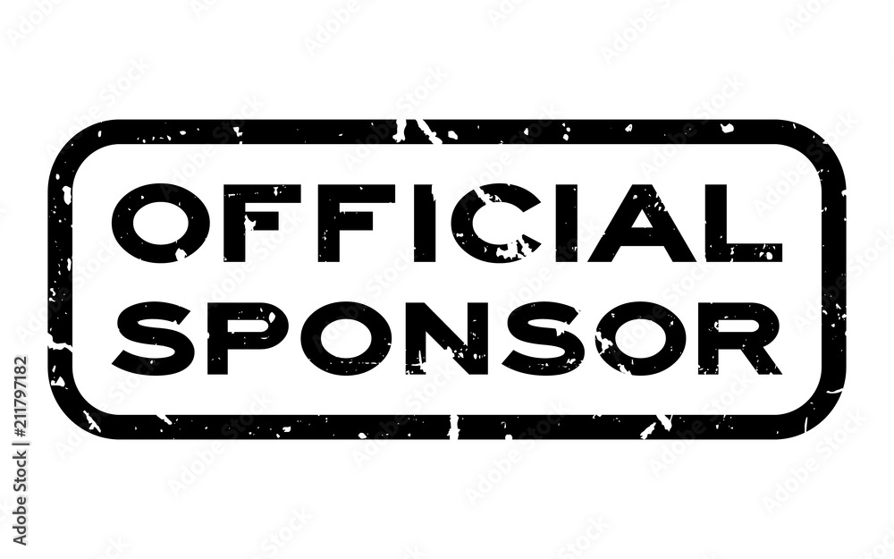 Grunge black official sponsor word square rubber seal stamp on white ...