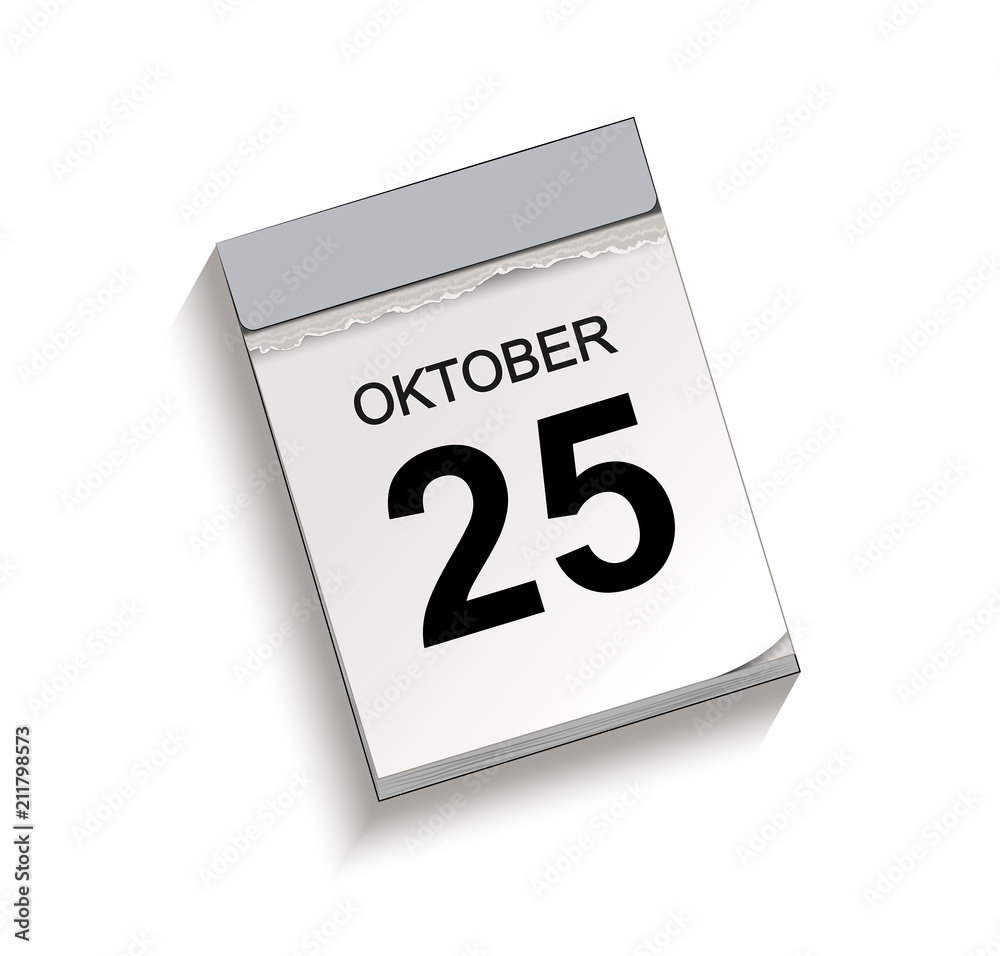 Kalender, Abreißkalender mit Datum 25 Oktober Vektor Illustration ...