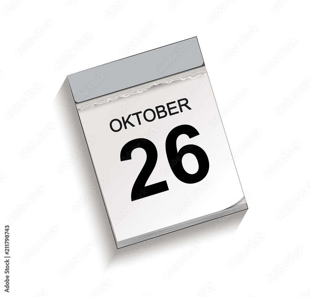 Kalender, Abreißkalender mit Datum 26. Oktober Vektor Illustration ...