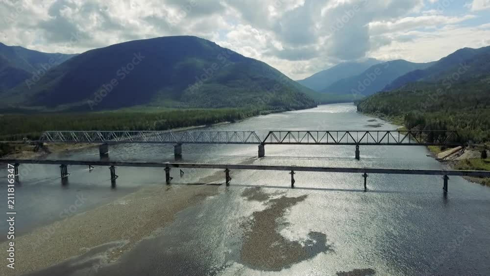 Kuandinsky Bridge over the Vitim River, located on the border of ...