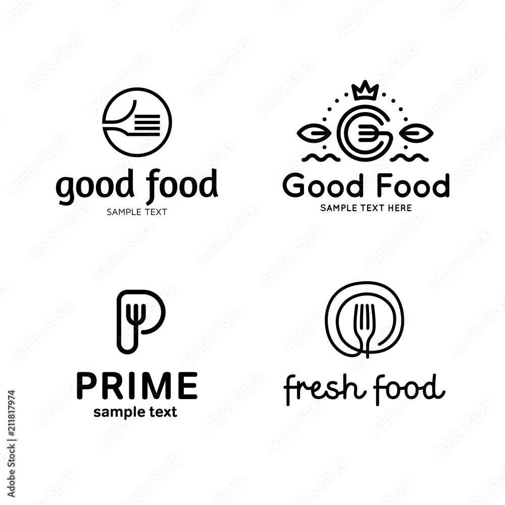 Vector Good Fresh Food Logo Set Stock Vector | Adobe Stock