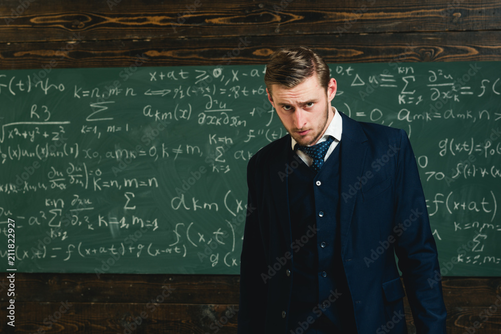 Talented mathematician. Genius solved mathematics problem.Teacher smart ...