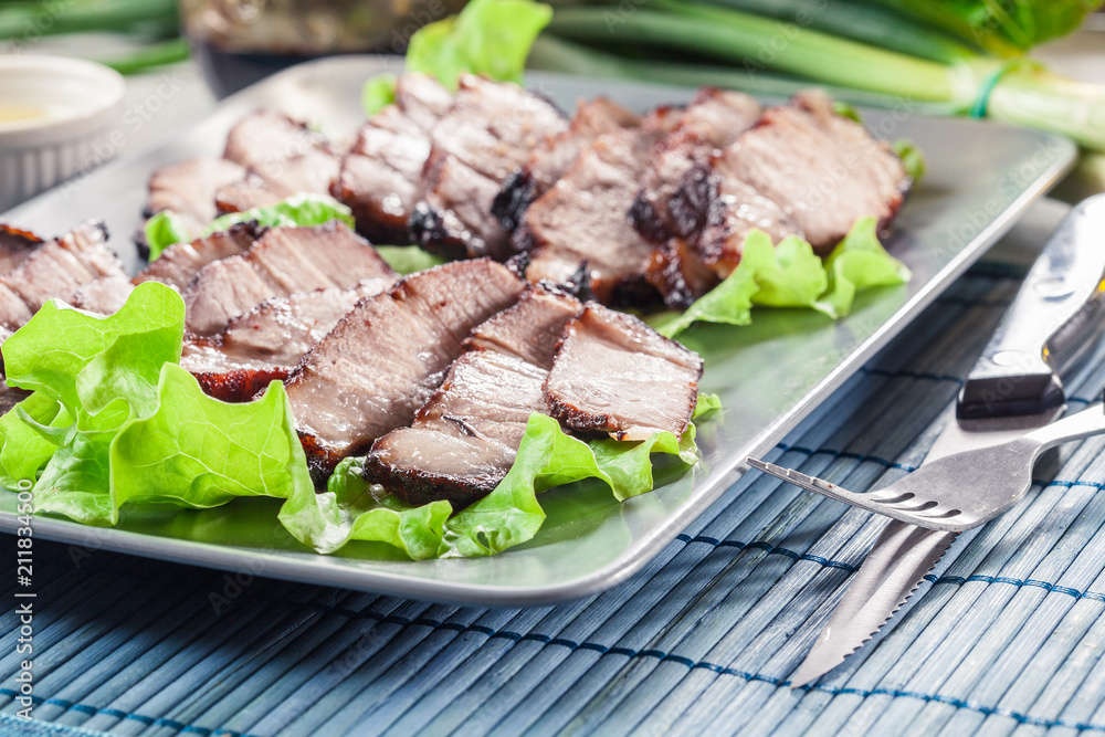 Char Siu Pork - Chinese roasted pork shoulder Stock Photo | Adobe Stock