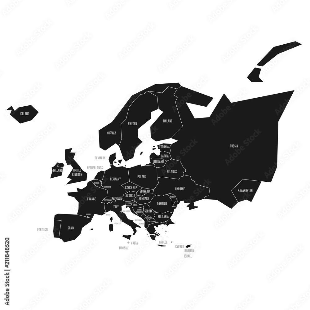 Simplified schematic map of Europe. Vector political map in high ... Simplified schematic map of Europe. Vector political map in high ...