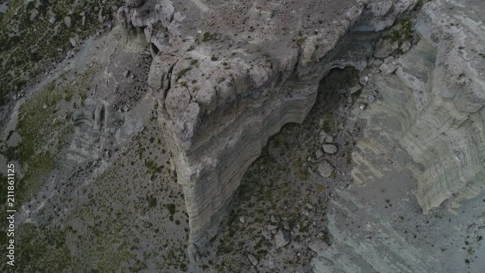 Detail of Rock formations with castle, houses silhouette. Castillos de ...