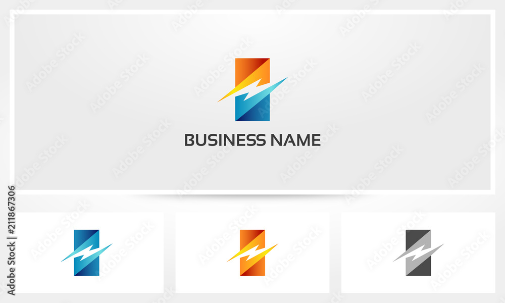 I Letter Bolt Thunder Lightning Logo Stock Vector | Adobe Stock