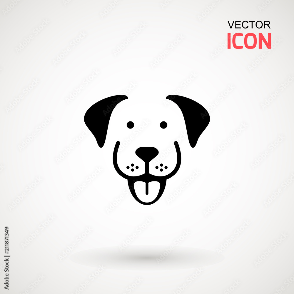 Dog head icon. Flat style. Cartoon dog face. Vector illustration ...