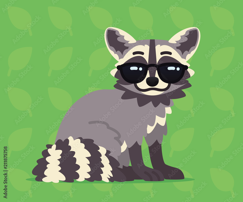 Vecteur Stock Cute raccoon sitting. Vector illustration of a cool coon ...