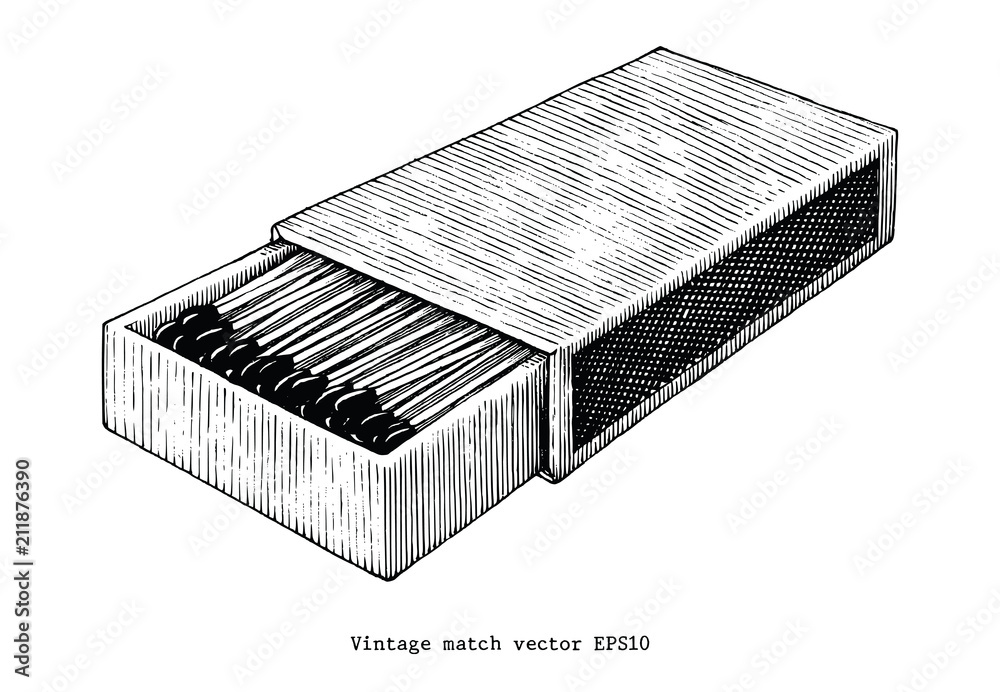 Vintage match hand drawing vintage clip art isolated on white ...
