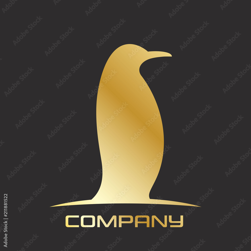 Golden penguin logo Stock Vector | Adobe Stock