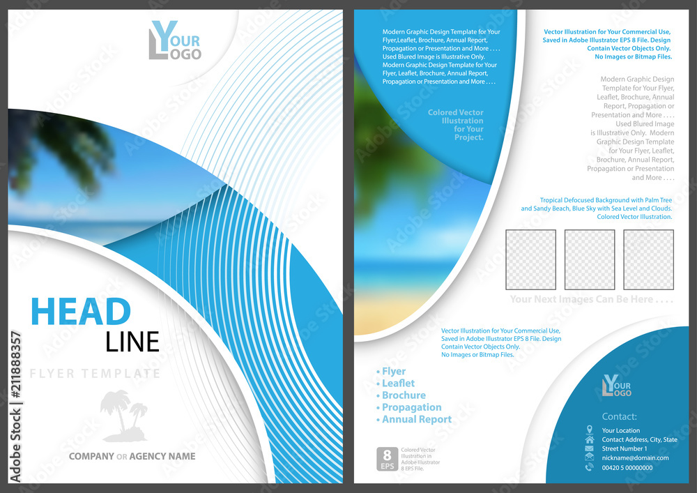 Elegant Flyer Template with Geometric Shapes and Tropical Background ...