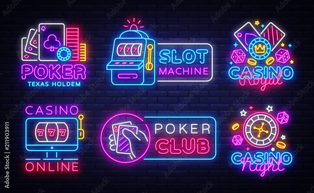 Big colletion neon sign. Casino logos and emblems. Casino Design ...