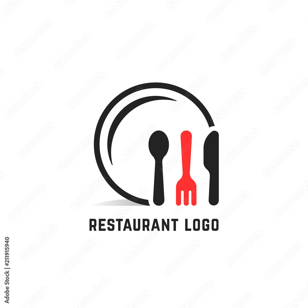 restaurant service logo isolated on white Stock Vector | Adobe Stock