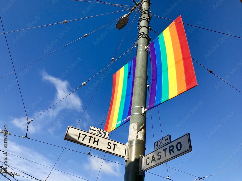 SAN FRANCISCO CA USA / 10, 11, 2016 : Castro street sign, commonly ...