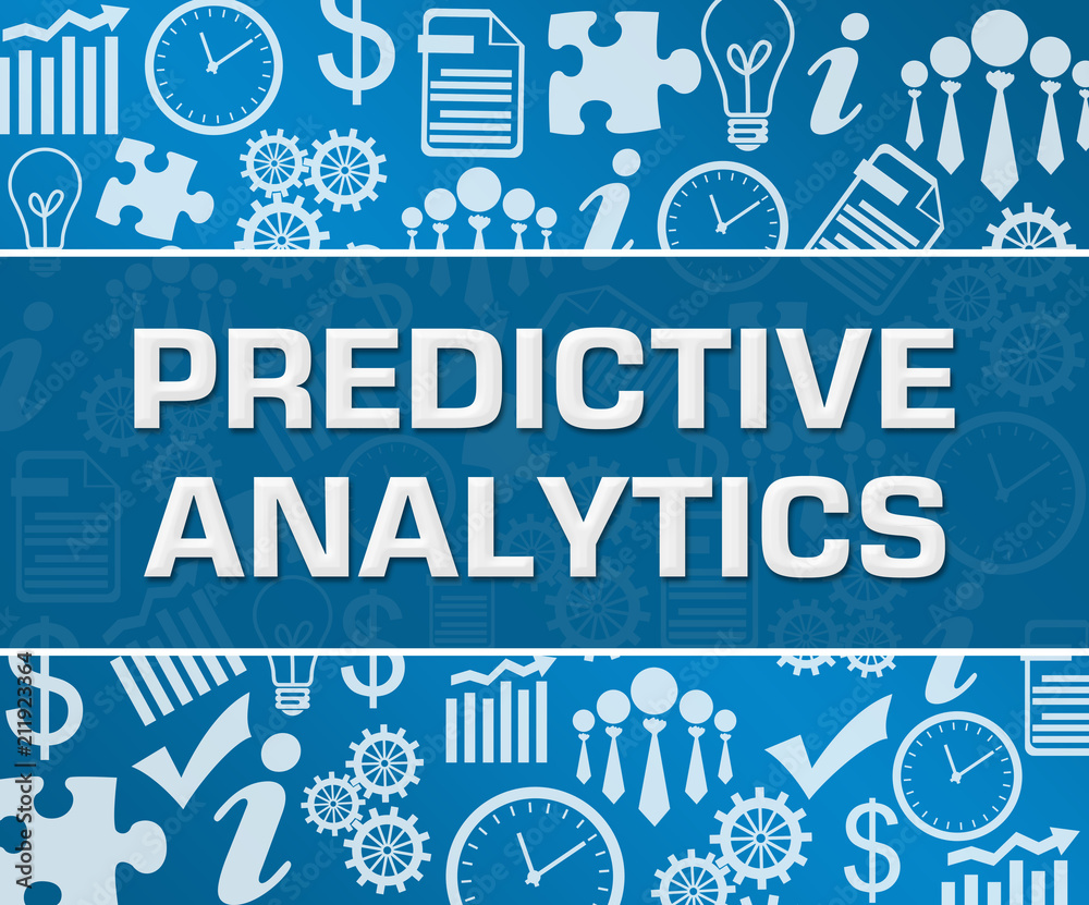Predictive Analytics Business Symbols Texture Blue Background Square ...