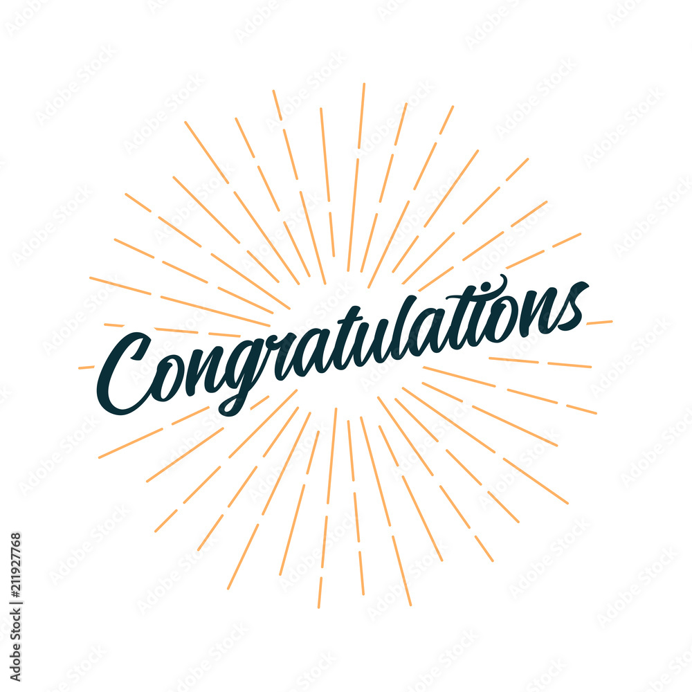 Congratulations Card with Light Rays Stock Vector | Adobe Stock