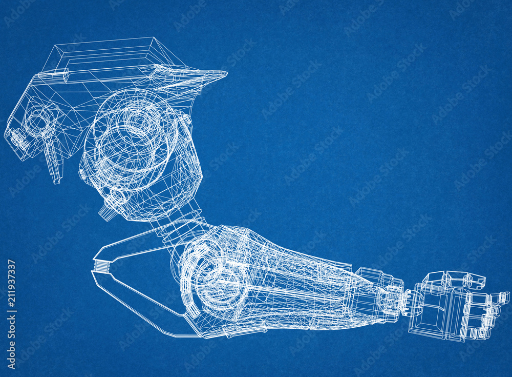 Robotic Arm Design Concept Architect Blueprint Stock Illustration ...