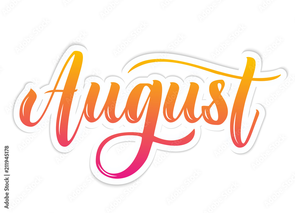 August Hand Drawn Lettering. Stock Vector | Adobe Stock