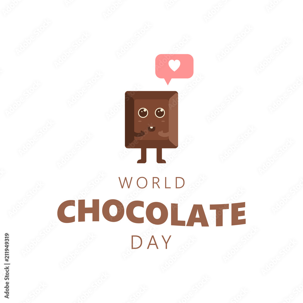 Cute cartoon of chocolate blocks say happy world chocolate day. Stock ...